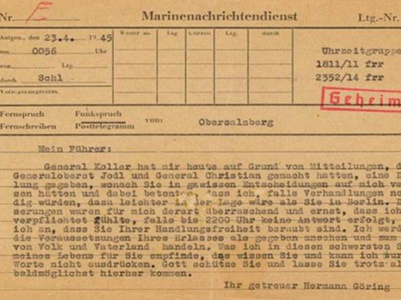 Goering "traicionó" a Hitler con un telegrama - Norte de Ciudad Juárez
